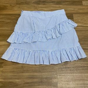 Zara | Skirts | Zara Striped Floral Embroidered Ruffle | Poshmark